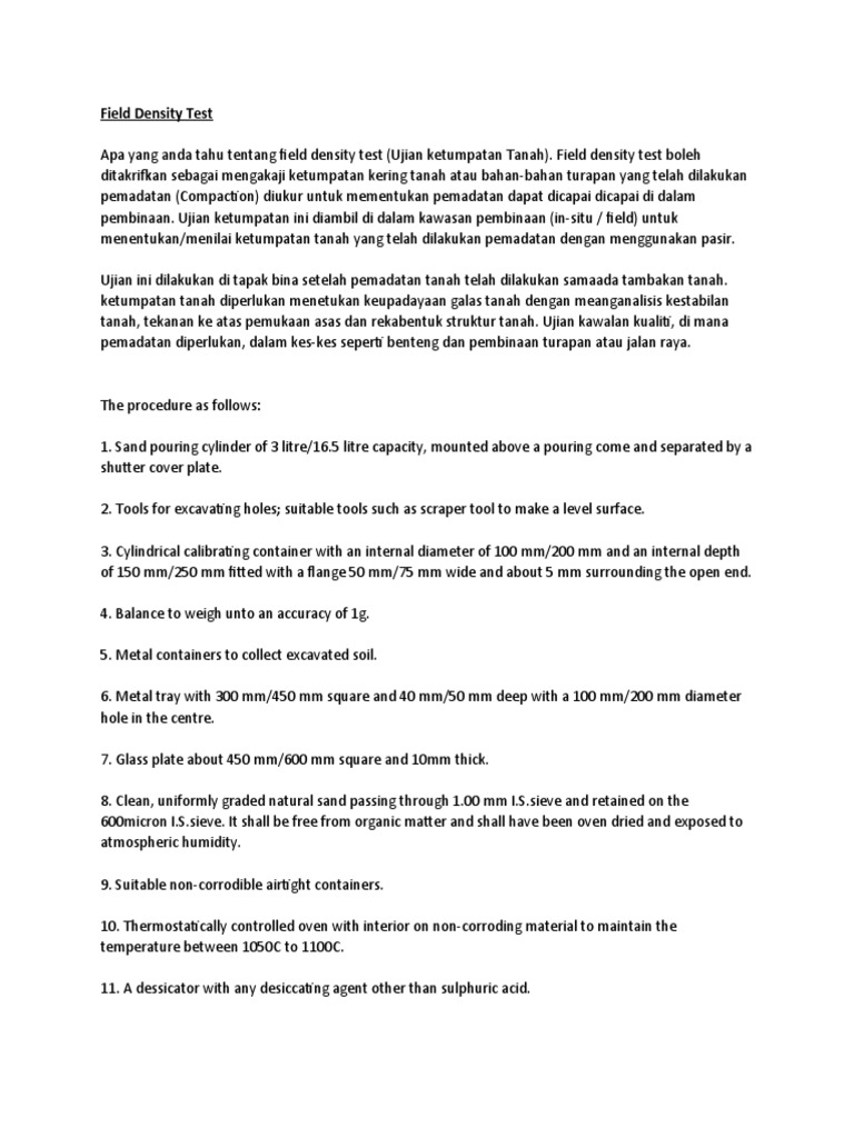 Field Density Test | PDF