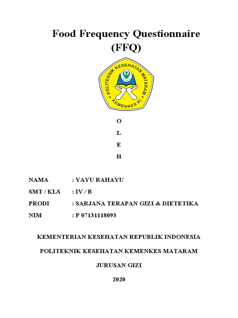 Kuesioner Frekuensi Makanan (FFQ) | PDF