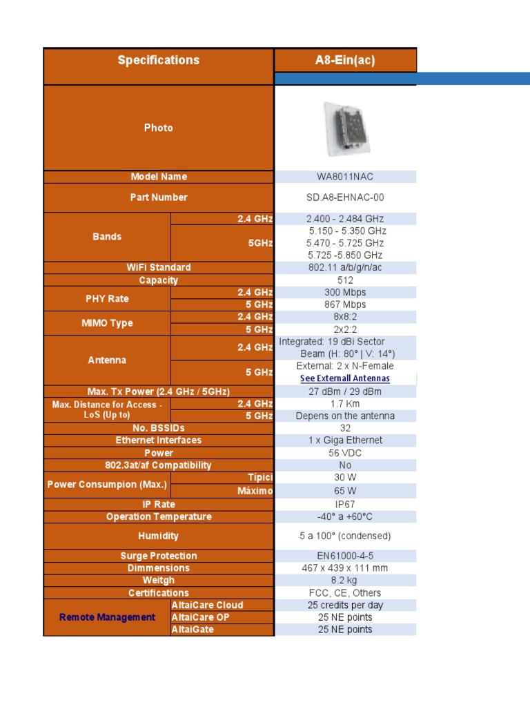 Tech Specs Summary - Altai 2019-I (P) | PDF