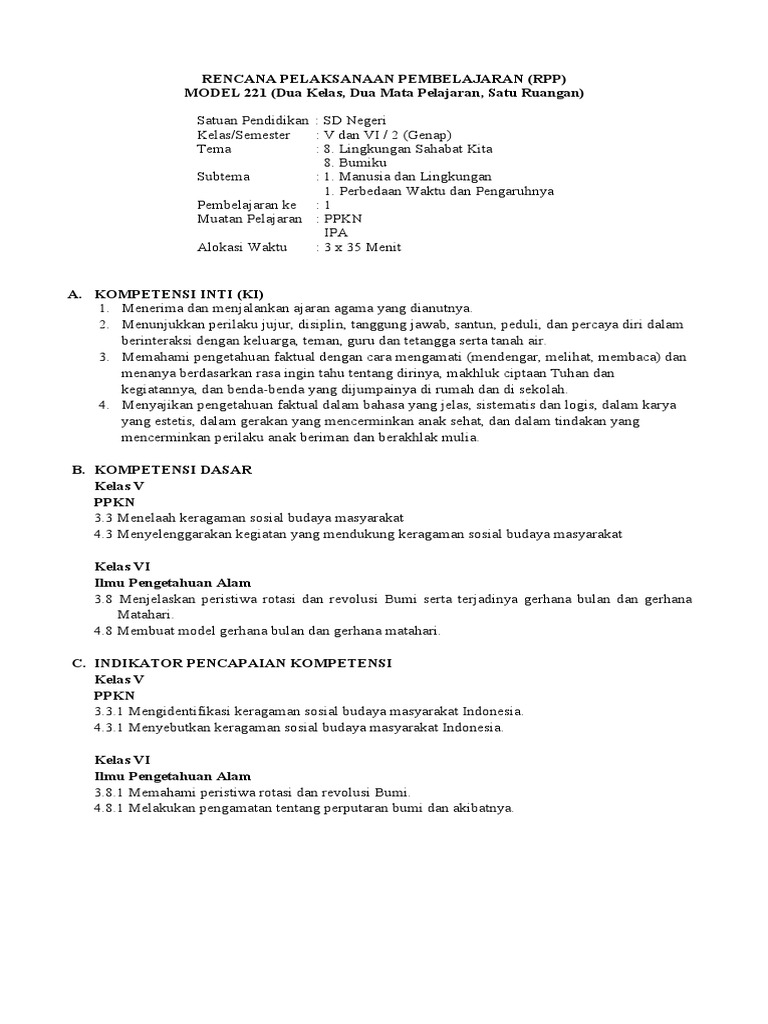Contoh RPP PKR 221 B PDF | PDF
