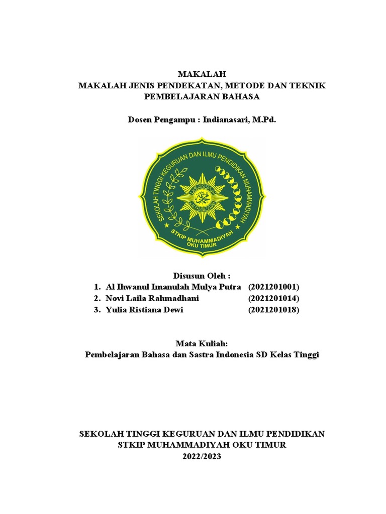 Makalah Jenis Pendekatan - Metode Dan Teknik Pembelajaran Bahasa | PDF Makalah Jenis Pendekatan - Metode Dan Teknik Pembelajaran Bahasa | PDF