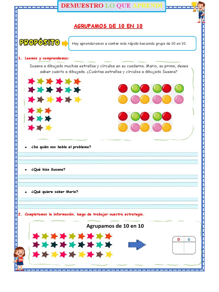 MARTES A - FICHA - Agrupamos de 10 en 10 | PDF