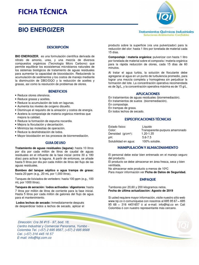 Bio Energizer F.T PDF | PDF | Compost | Aguas residuales