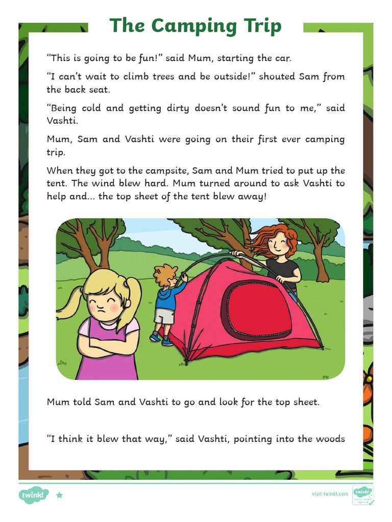 The Camping Trip Adventure Story | PDF