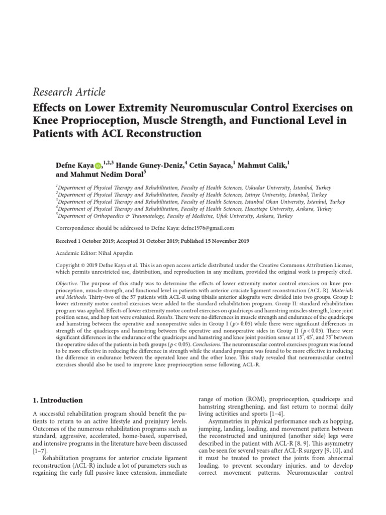 Effects On Lower Extremity Neuromuscular Control Exercises On Knee PDF ... Effects On Lower Extremity Neuromuscular Control Exercises On Knee PDF ...
