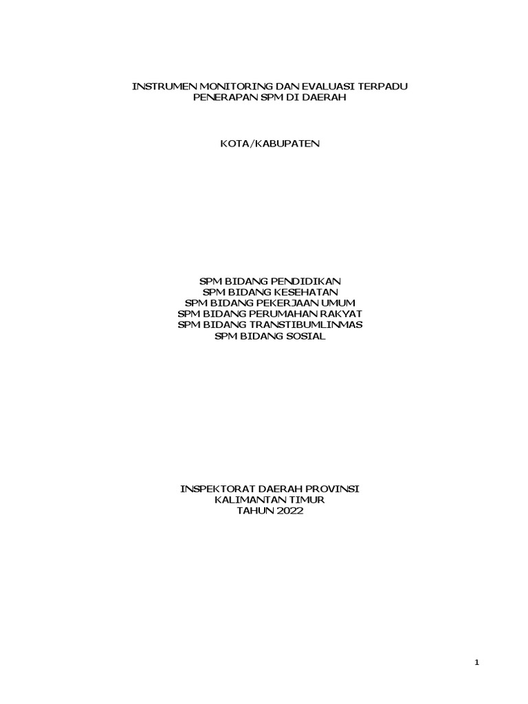 2 Instrumen MONEV SPM Kab Kota Net 2022 | PDF 2 Instrumen MONEV SPM Kab Kota Net 2022 | PDF