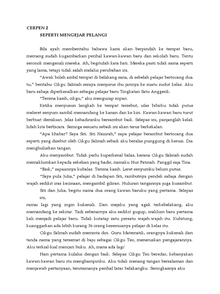 Cerpen 2 - Seperti Mengejar Pelangi | PDF