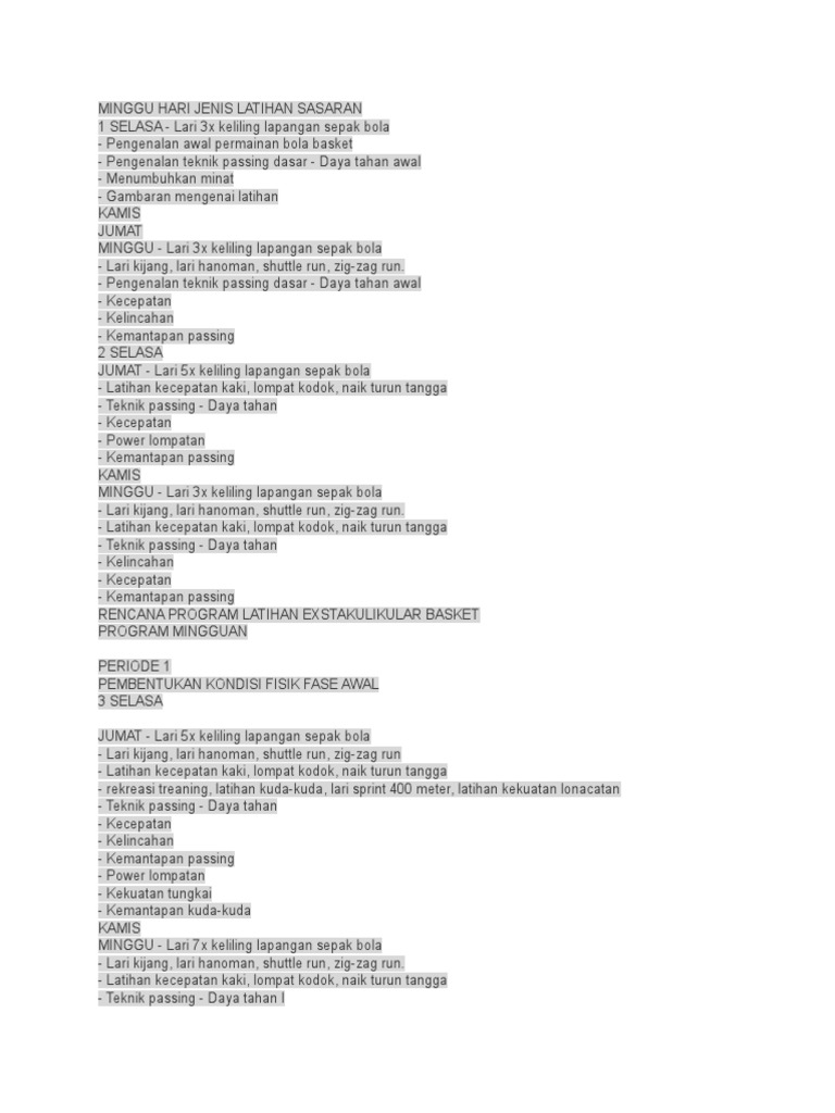 Program Latihan Basket | PDF