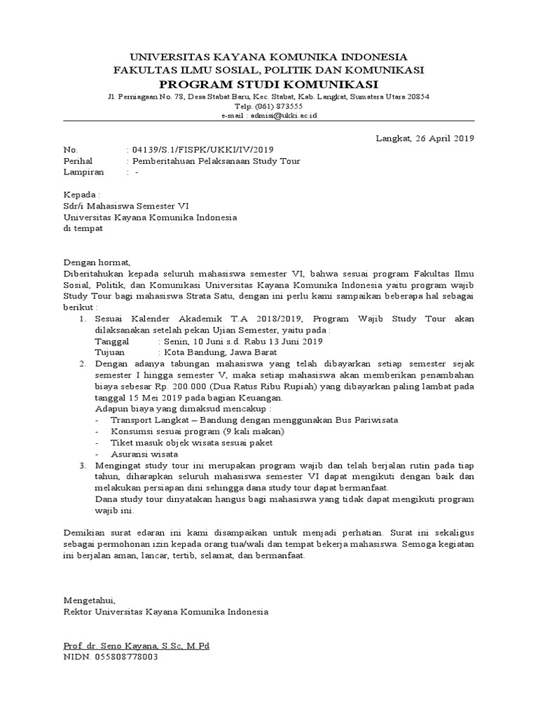 Contoh-Surat-Edaran-Studi-Tour-Mahasiswa-copy.docx | PDF