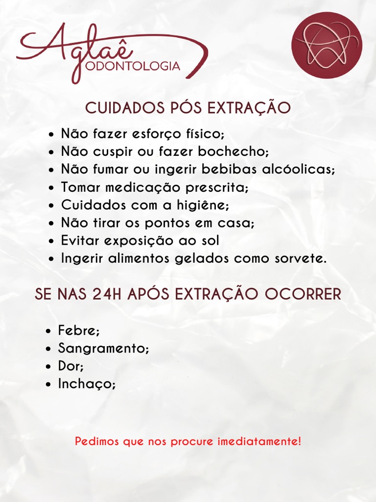 Cuidados Pós Extração PDF | PDF