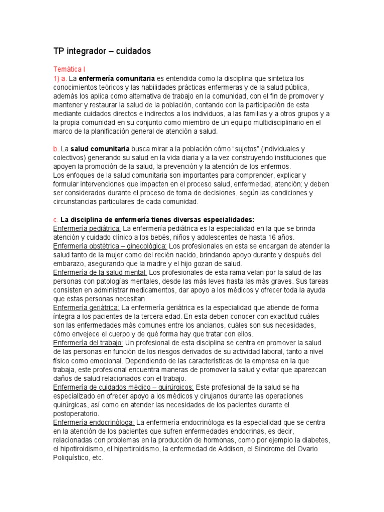 TP Integrador Cuidados Completo | PDF