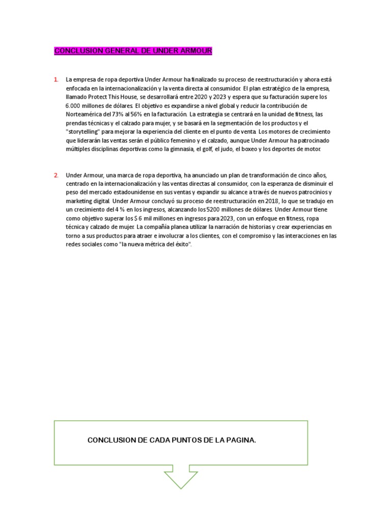 Conclusion General de Under Armour PDF | PDF