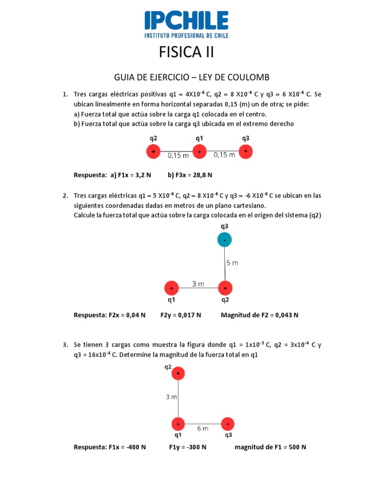 Guia de Ejercicio - Ley de Coulomb | PDF