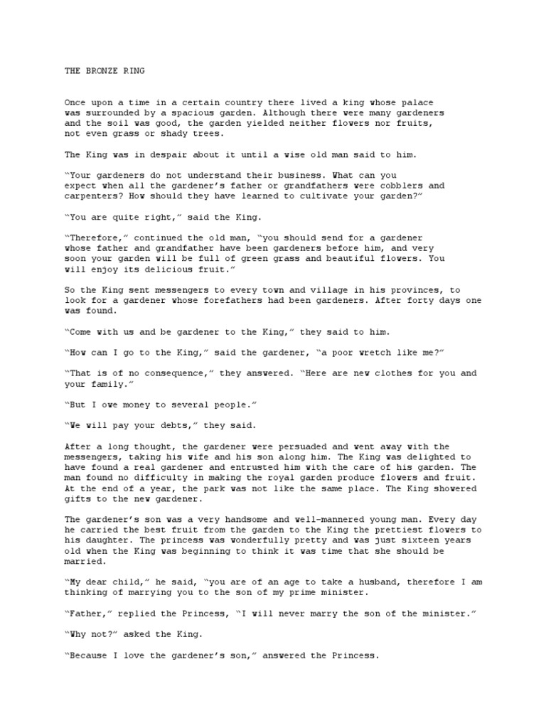 GRIM FAIRY TALES-THE BRONZE RING.docx | PDF | Ships | Gardens