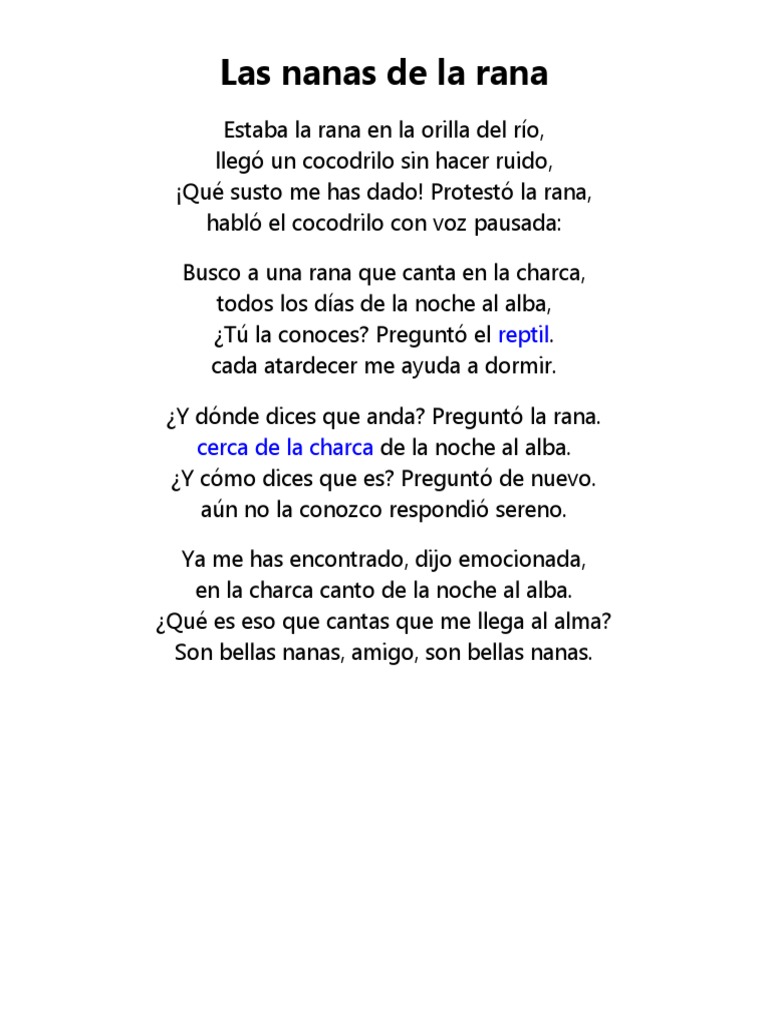 Cuento Las Nanas De La Rana Pdf
