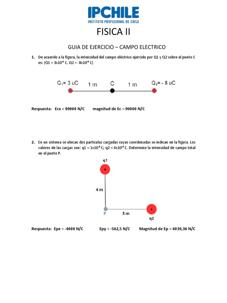 Guia de Ejercicio - Campo Electrico PDF | PDF