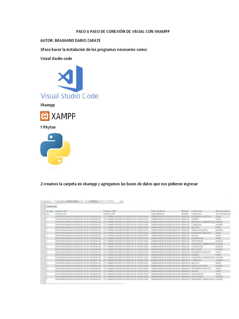 Paso A Paso de Conexión de Visual Con Xhampp | PDF