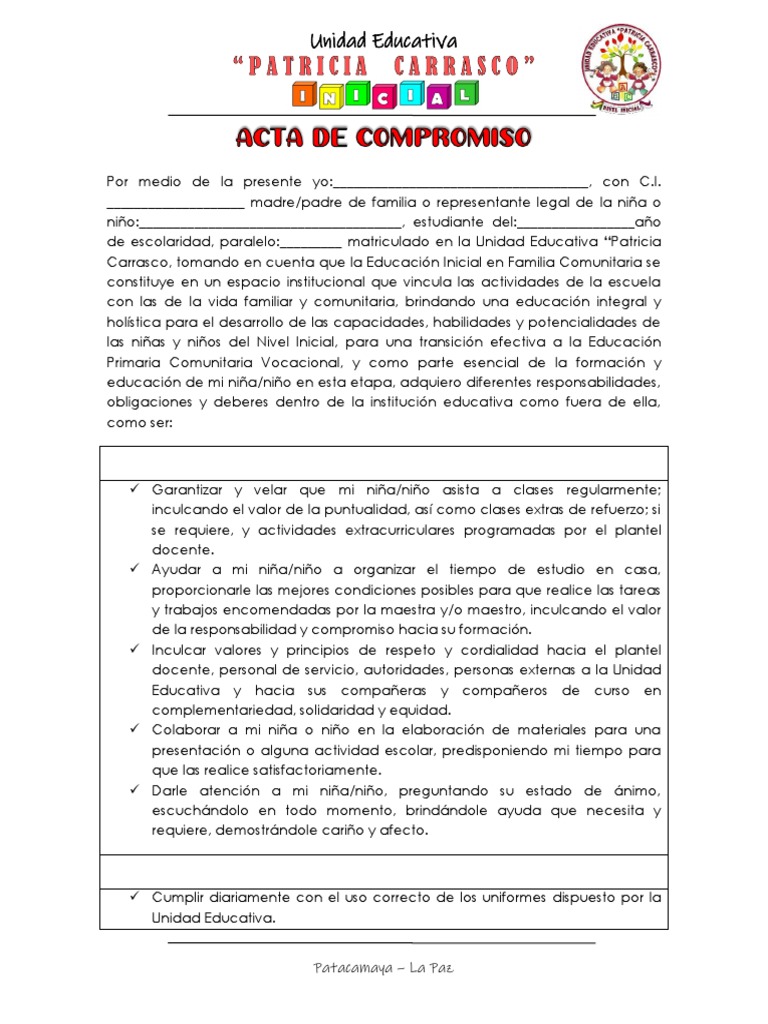 Acta de Compromiso | PDF