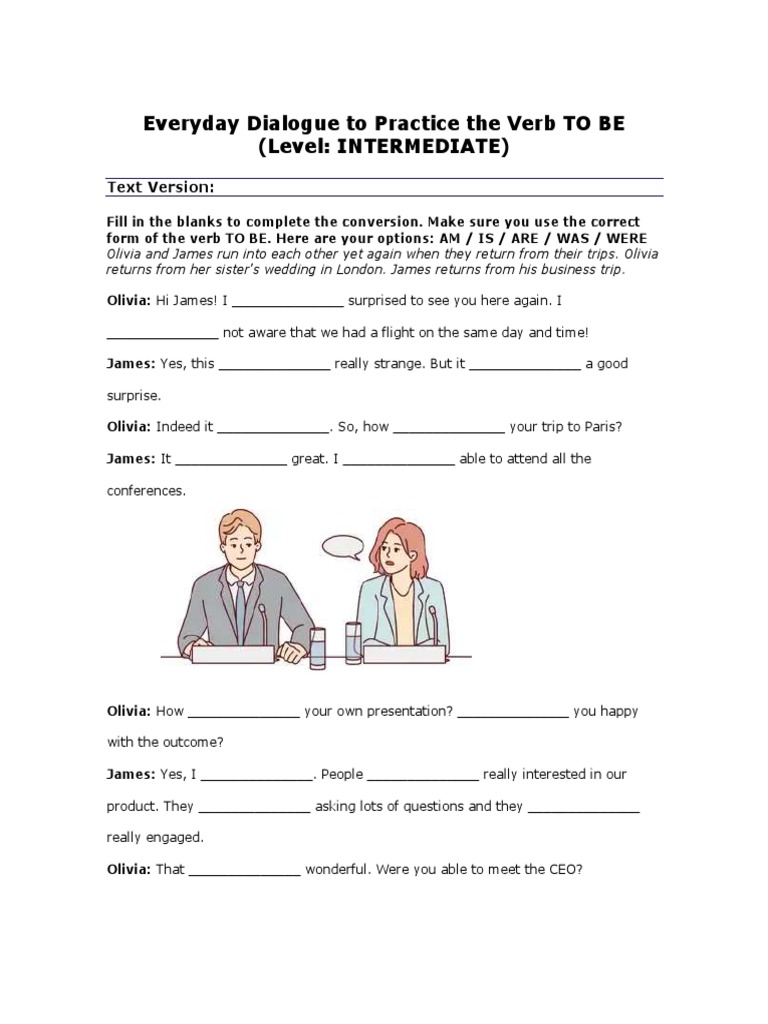 Everyday Dialogue To Practice The Verb TO BE - Level INTERMEDIATE | PDF