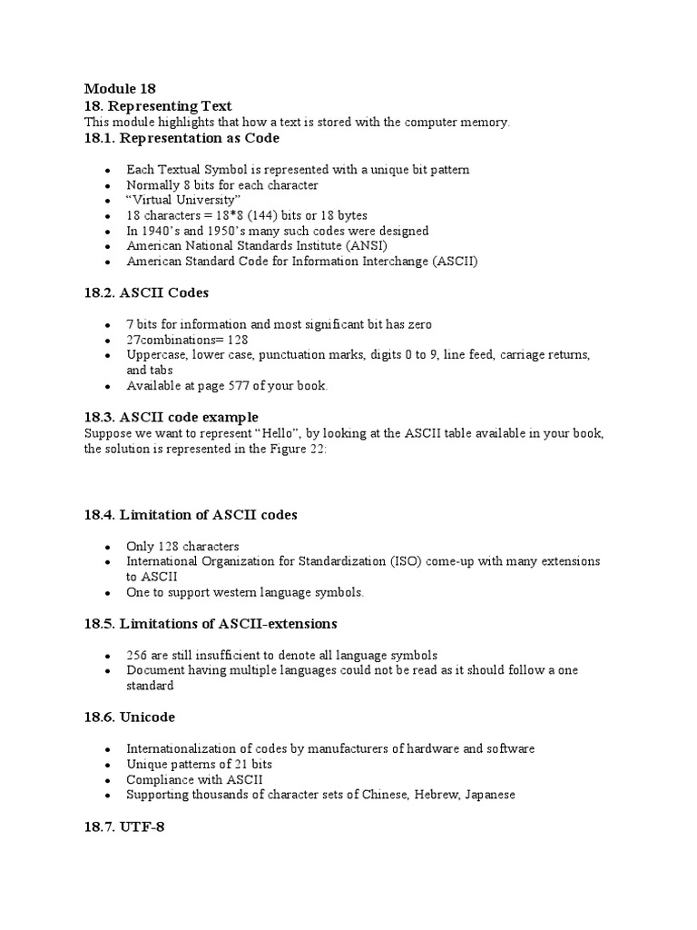 Lesson 18 Representing Text | PDF