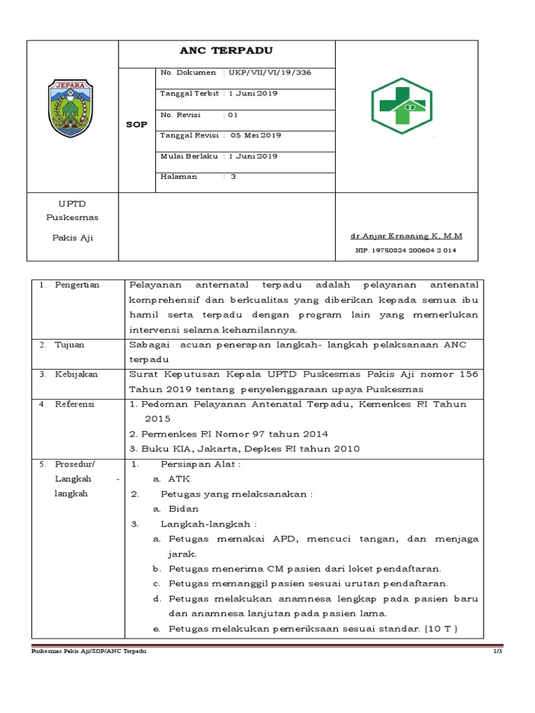 SOP Dan DAFTAR TILIK ANC TERPADU | PDF