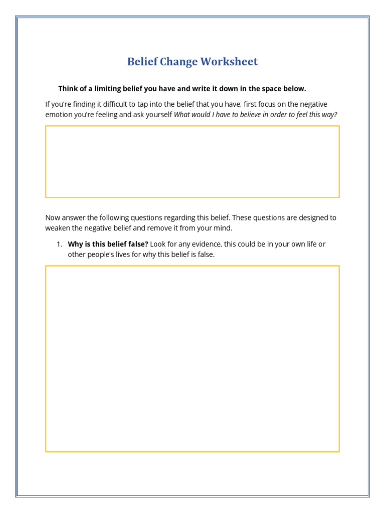 Belief Change Worksheet | PDF Belief Change Worksheet | PDF