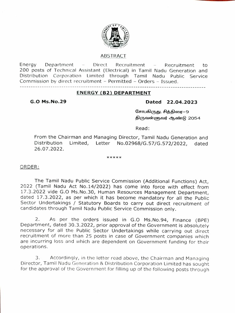 G.O Ms No 29, Energy Dept DT 22.4.2023 | PDF