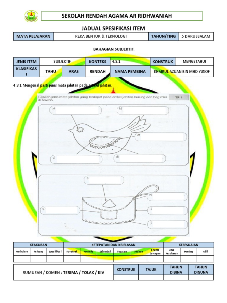 Borang Topi Kasut RBTT5 | PDF