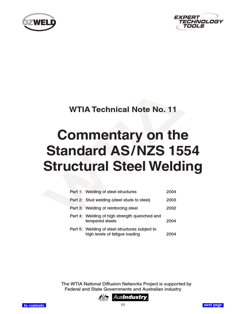 WTIA TN 11 Commentary On The Standard ASNZS 1554 Structural Steel ...