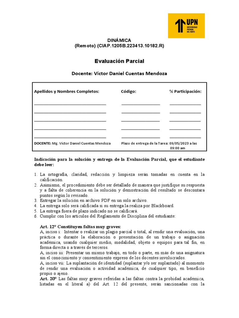Evaluación Parcial - DINÁMICA-GRUPAL | PDF