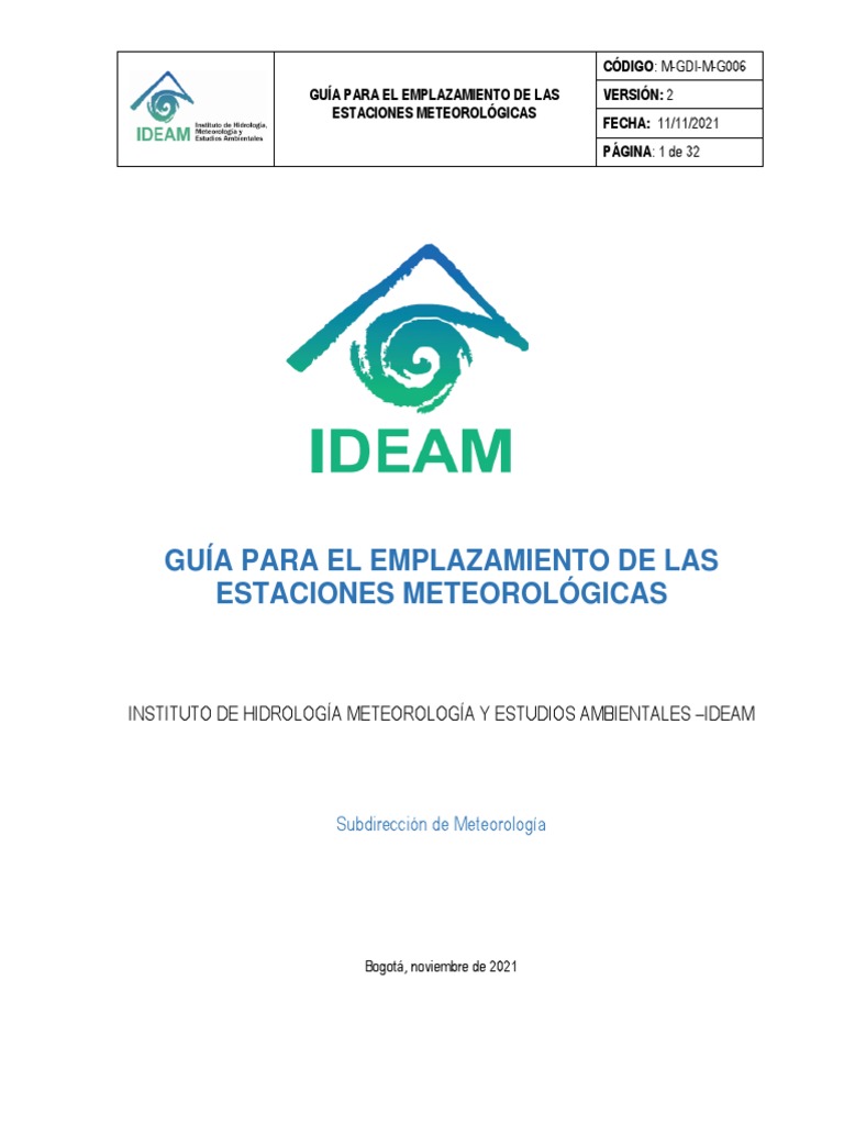 M-Gdi-M-G006 Guía para El Emplazamiento de Las Estaciones Meteorológicas V2 | PDF