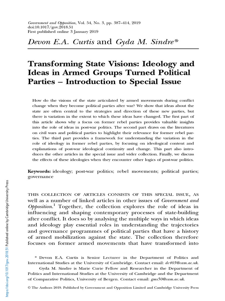 Transforming State Visions Ideology and Ideas in Armed Groups Turned ...