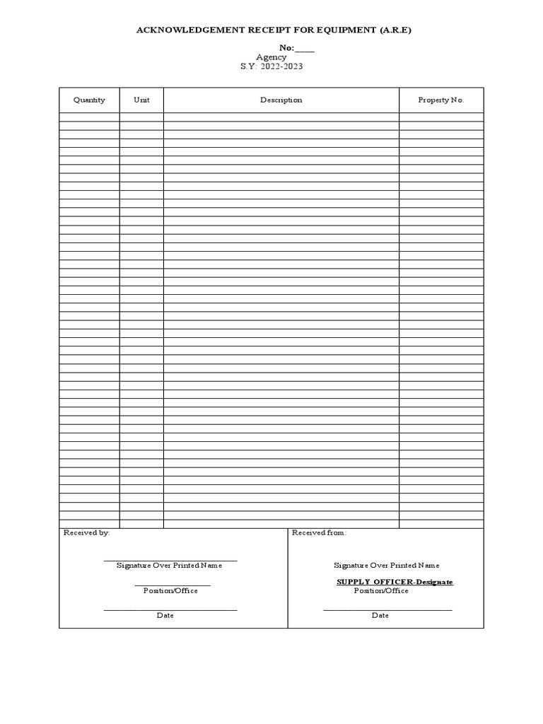 ACKNOWLEDGEMENT-RECEIPT-FOR-EQUIPMENT | PDF