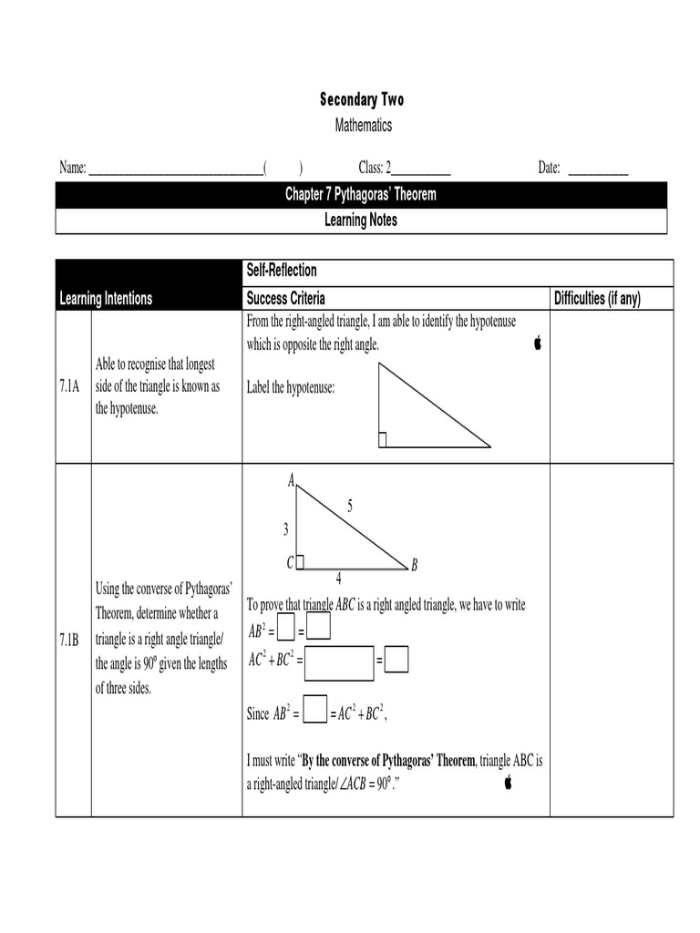 Chapt7 Pythagoras Thereom PDF | PDF