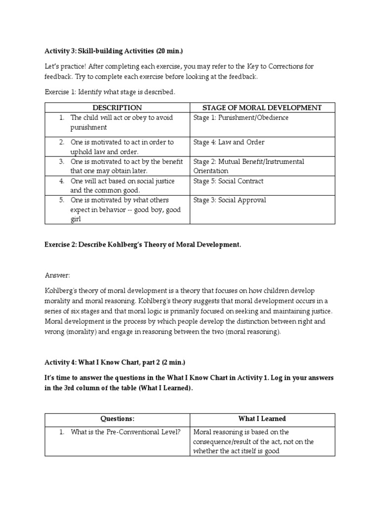 Moral Development Theory of Lawrence Kohlberg | PDF
