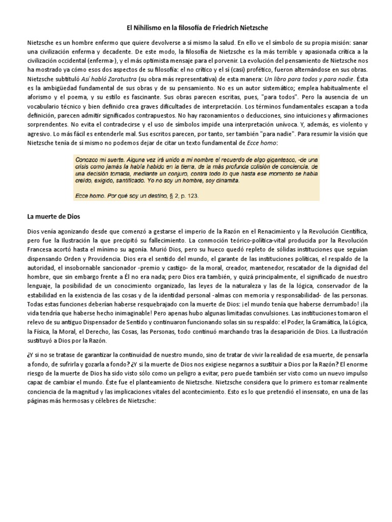 El Nihilismo en la filosofía de Friedrich Nietzsche.pdf | PDF