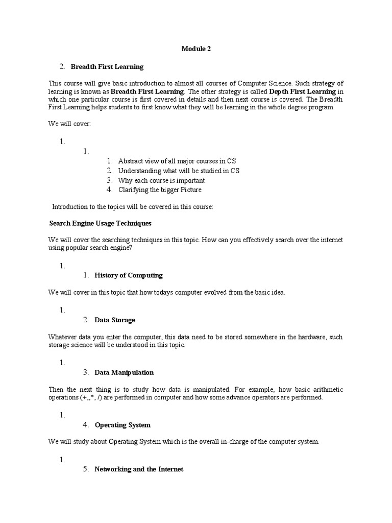 Lesson 2 Breadth First Learning | PDF