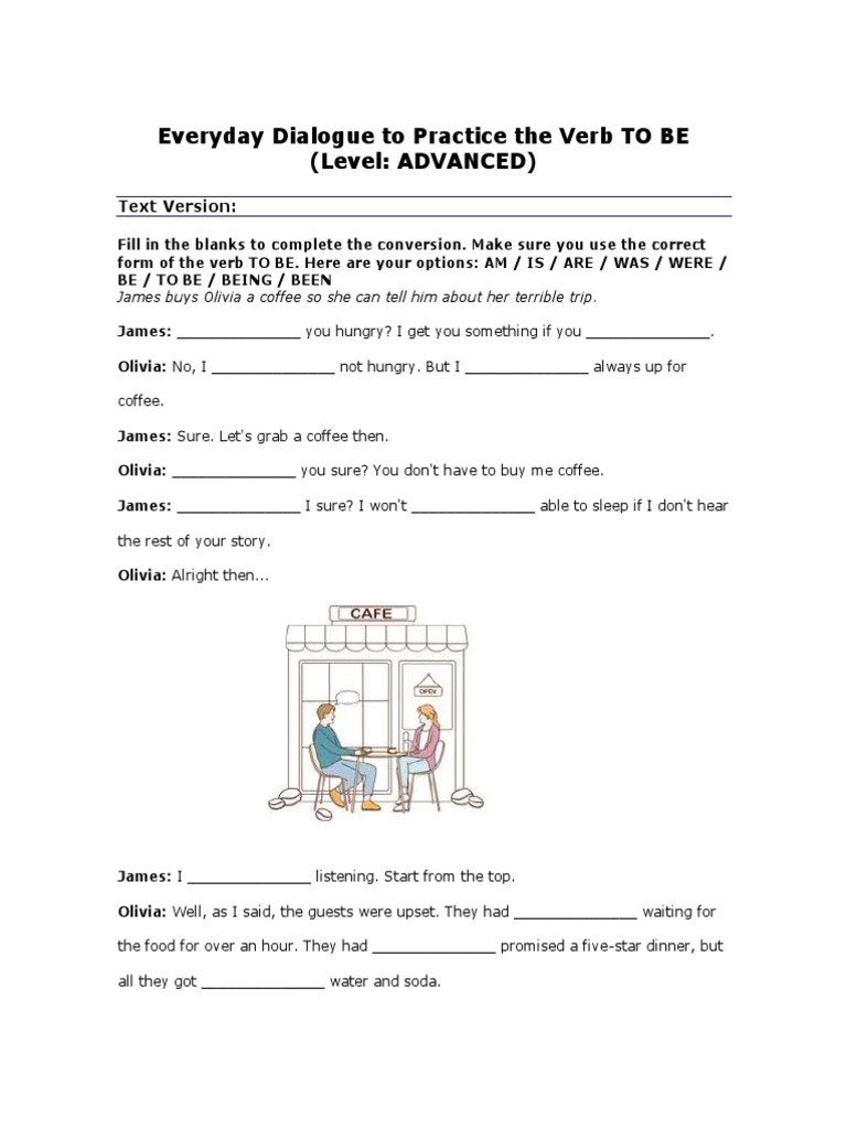 Everyday Dialogue to Practice the Verb TO BE Level ADVANCED.pdf | PDF