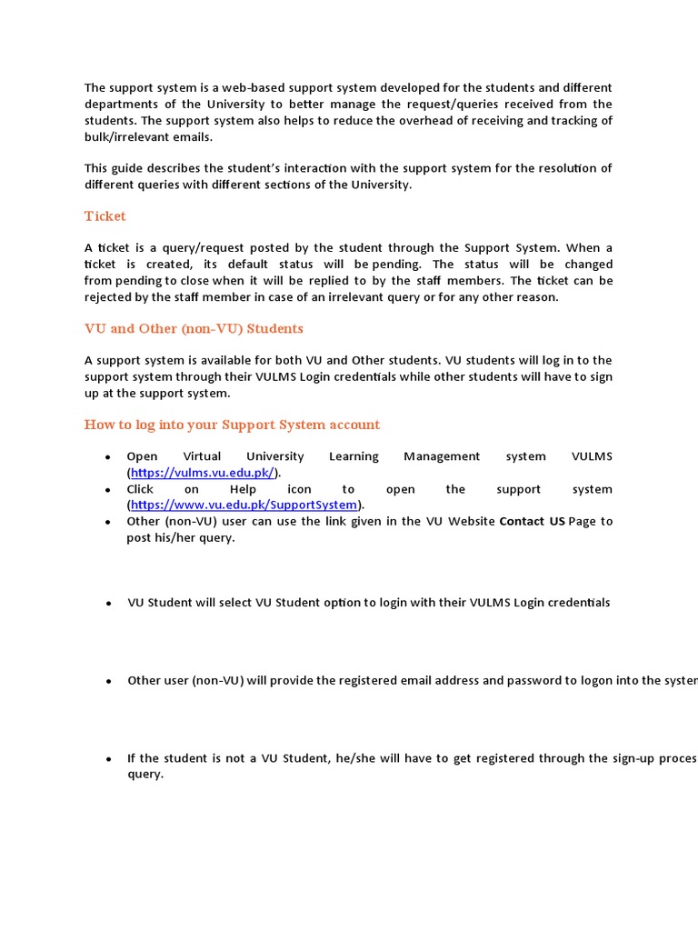 Lesson 5 VU Support System | PDF