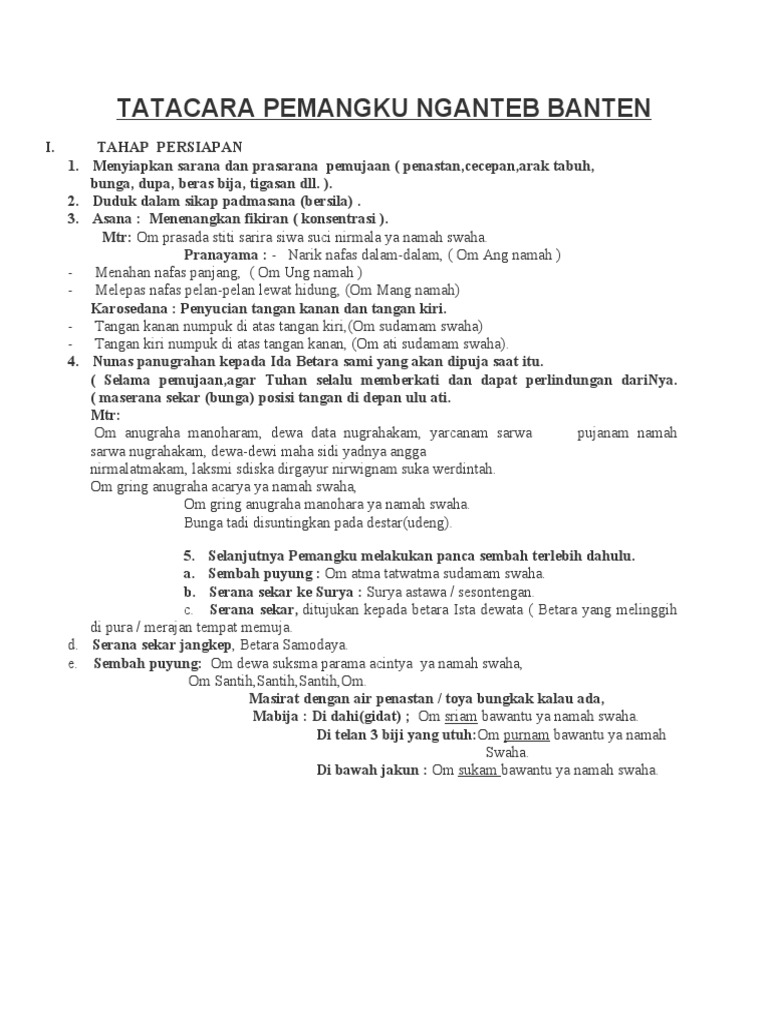 Panduan Pemangku Nganteb Banten | PDF