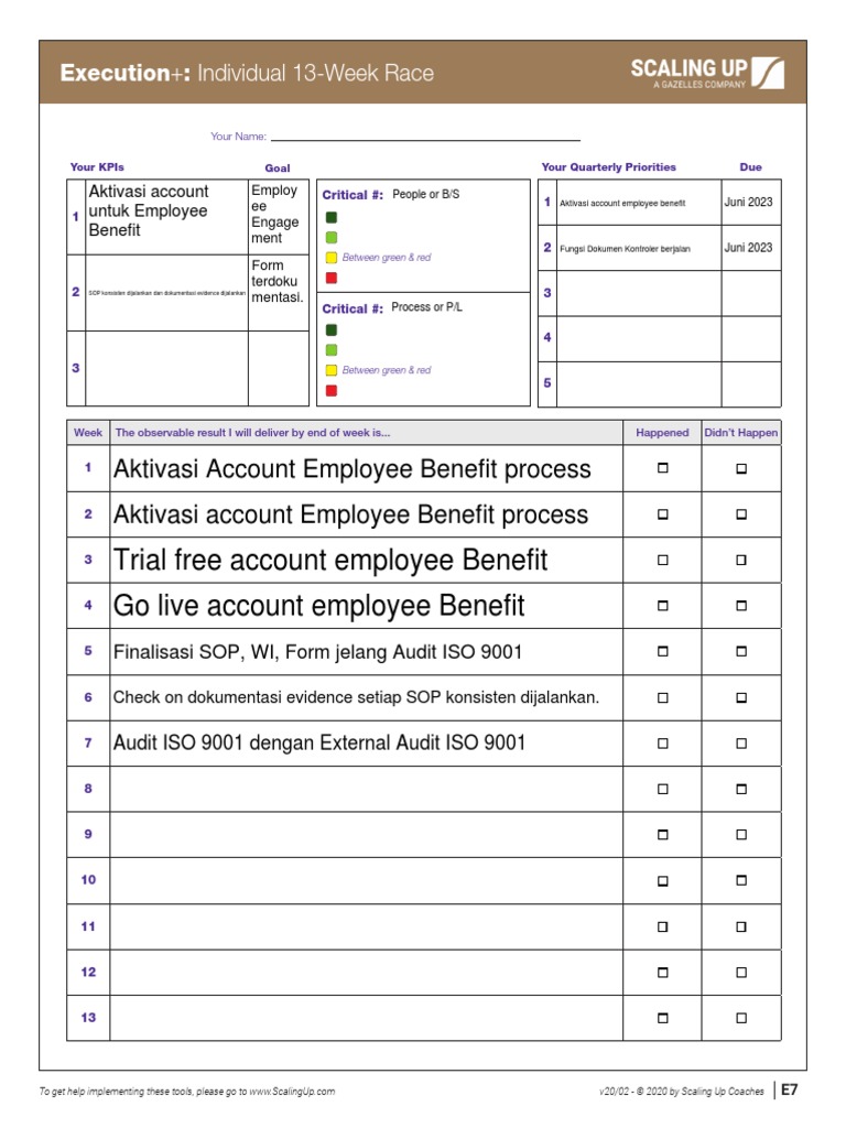 PAGE 34 Growth Tools Fillable EXECUTION Individual 13-Week Race PDF | PDF