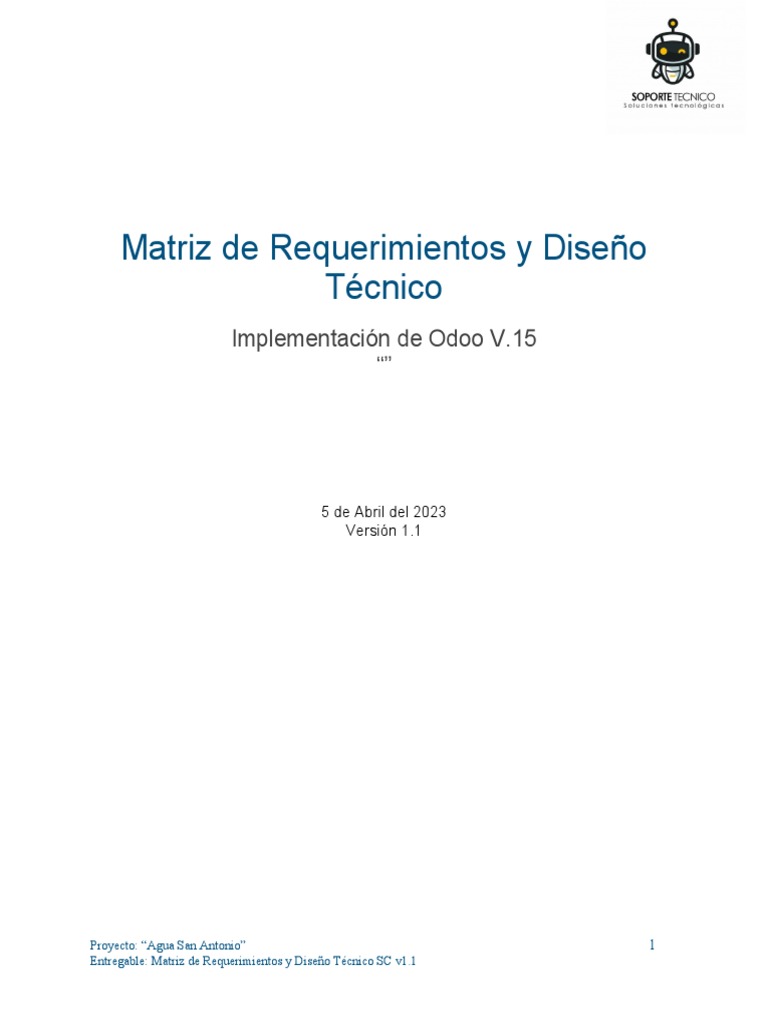 Matriz de Requerimientos y Diseño Técnico SC v1.1 | PDF