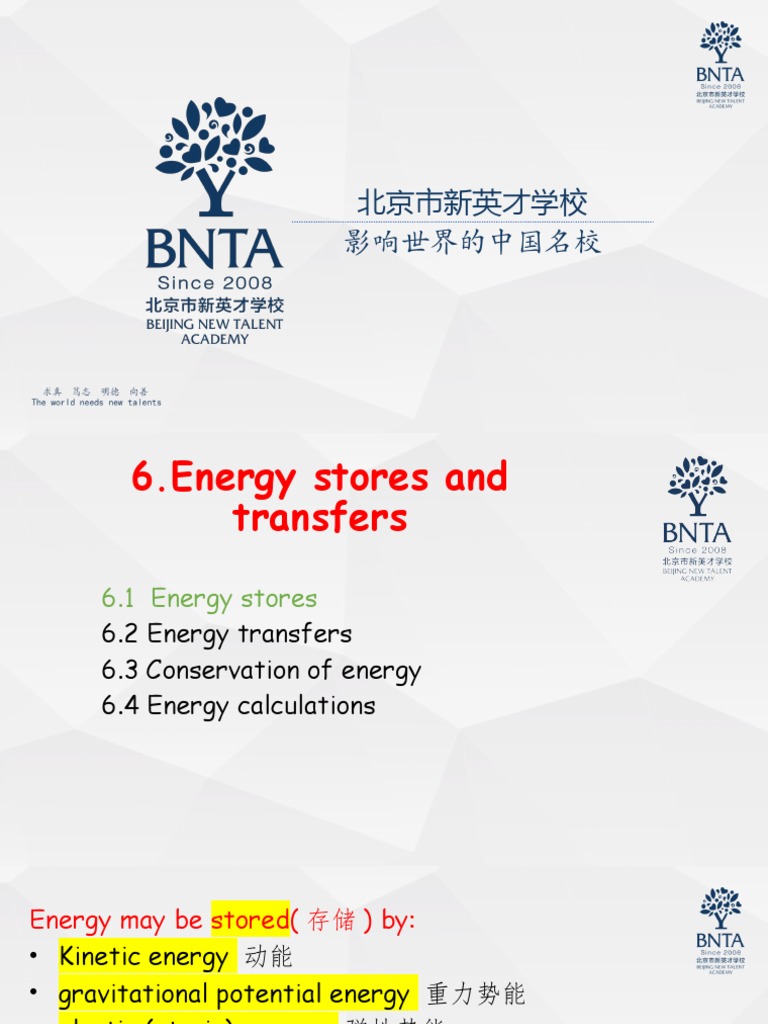 Energy Stores and Transfers Explained | PDF