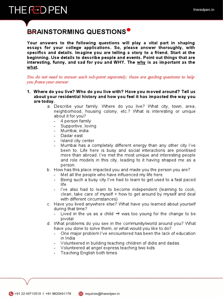 TRP Brainstorming Doc | PDF