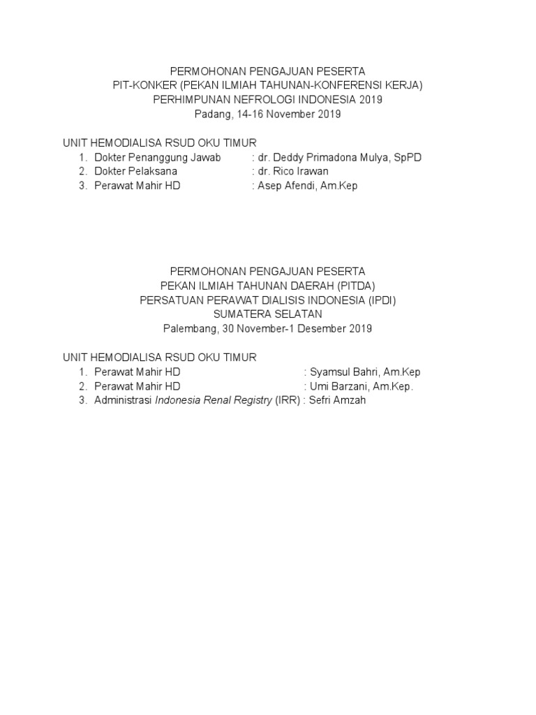 Permohonan Pengajuan Peserta | PDF