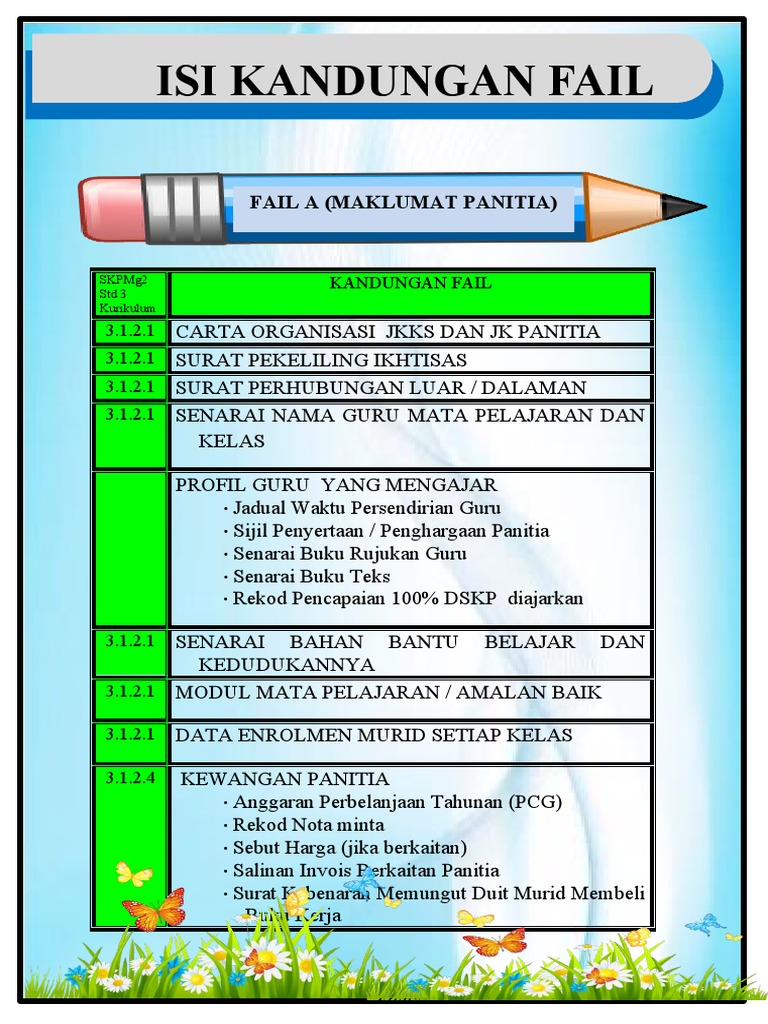 Isi Kandungan Fail Panitia | PDF