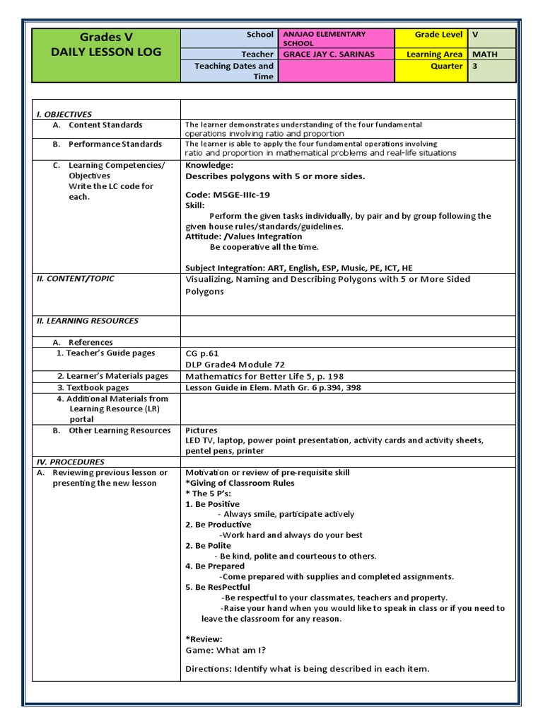 COT DLP Math 5 q3 Ready For Demo Wo Annotation | PDF
