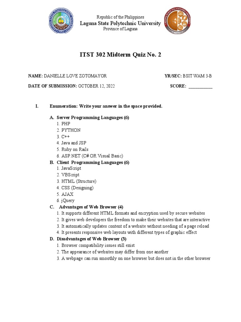 Daniellezotomayor - Bsit Wam - 3 - B - Q2 | PDF