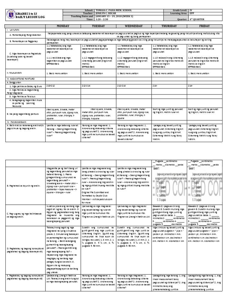 DLL - Epp 4 - Q4 - W1 | PDF