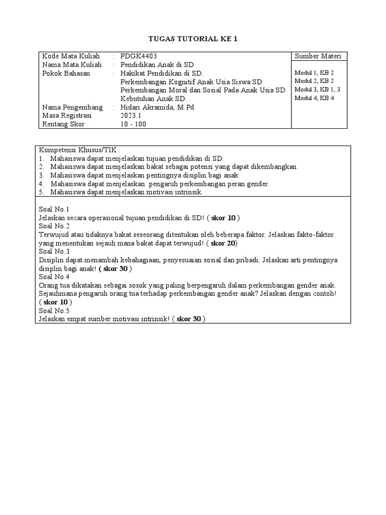 Tugas Tutorial Ke 1 | PDF